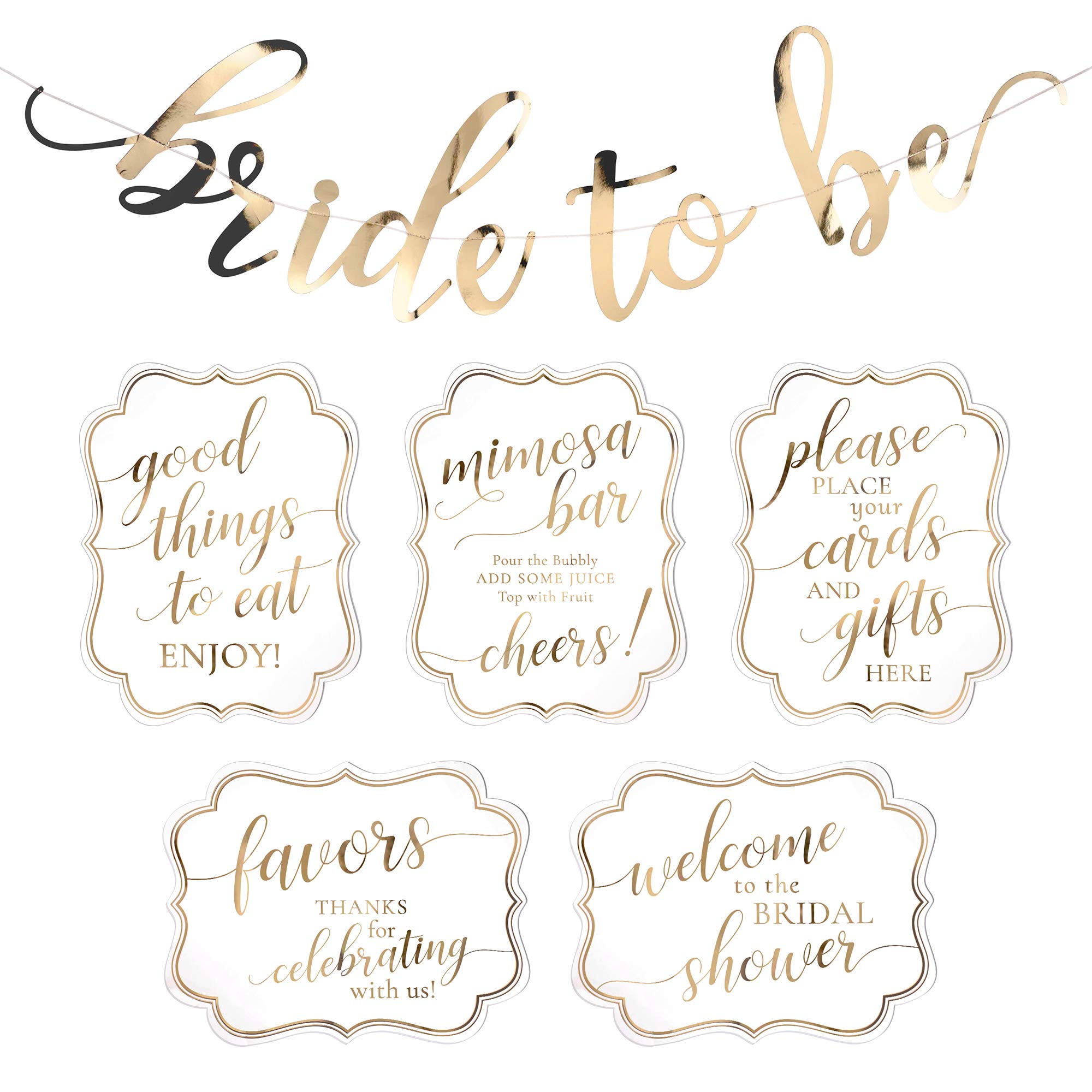 Lillian Rose White Gold Bridal Shower Signs and Bunting, 18"