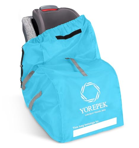 YOREPEK Car Seat Travel Bag Backpack, Universal Car Seat Bags for Air Travel Fits Convertible,Booster,Infant Carseat, Carseat Travel Cover, Gate Check Bag for Car Seats,Blue