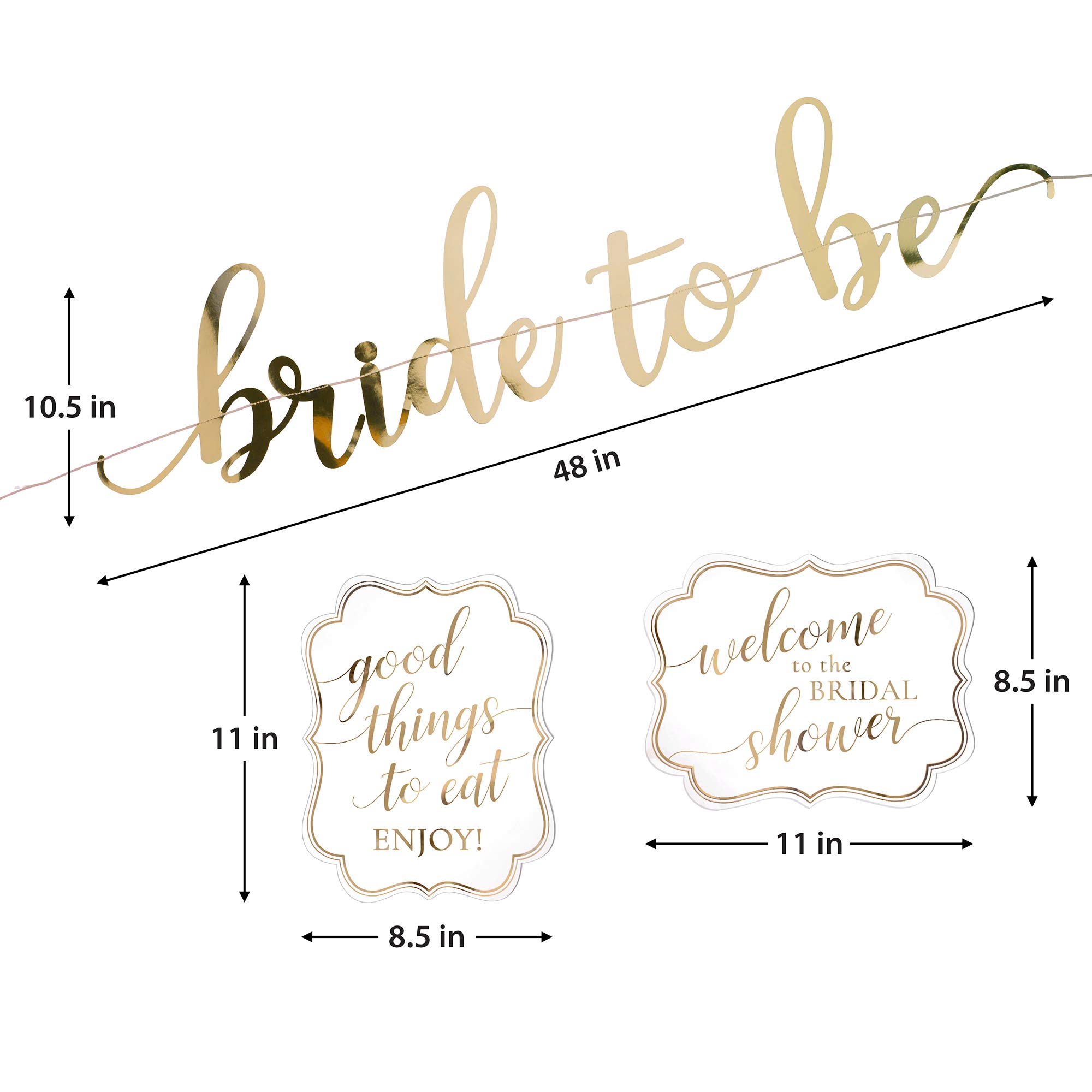 Lillian Rose White Gold Bridal Shower Signs and Bunting, 18"