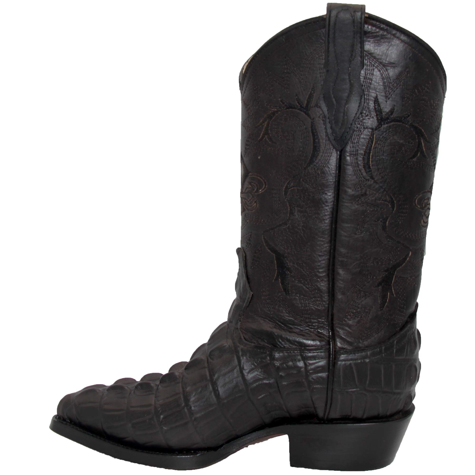 Western Shops Mens Leather Crocodile Alligator Print Western Cowboy Boots(12.5, Black)