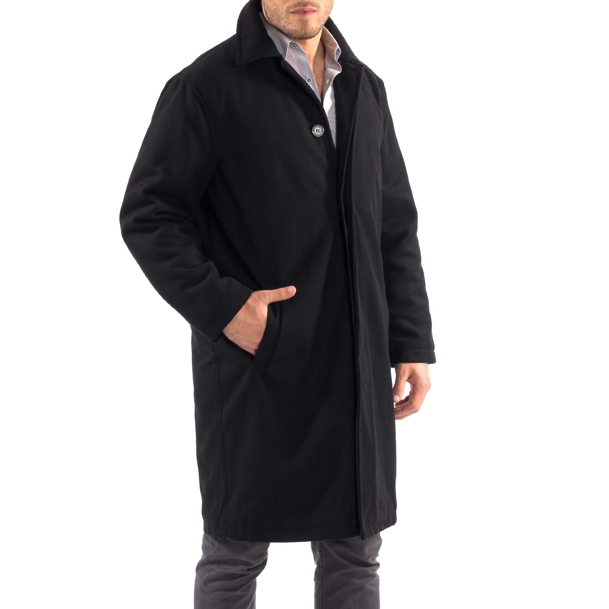 Alpine Swiss Zach Men’s Wool Blend Overcoat – Knee-Length Trench Coat, Runs Large for Layering Over Suits or Sweaters Black Large