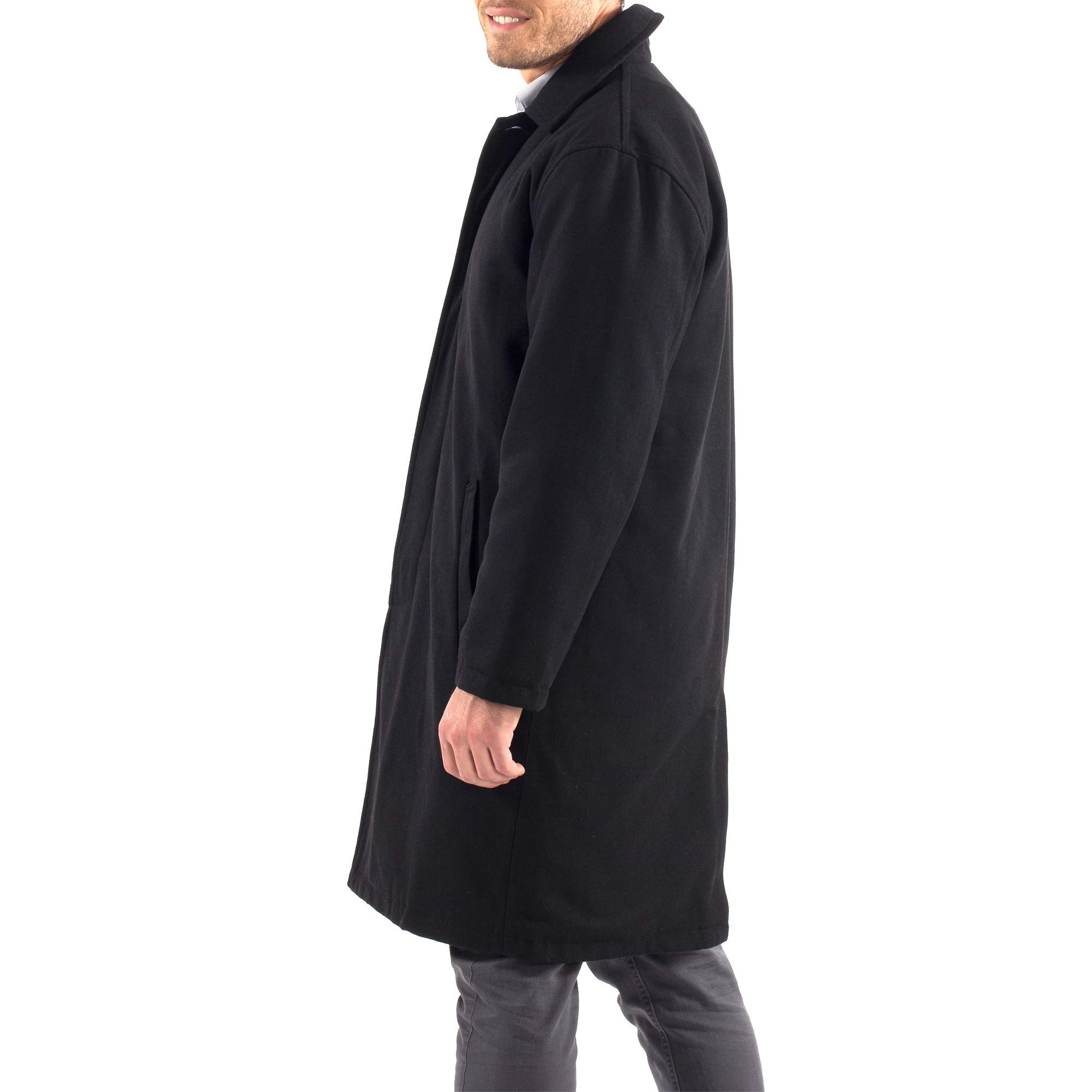 Alpine Swiss Zach Men’s Wool Blend Overcoat – Knee-Length Trench Coat, Runs Large for Layering Over Suits or Sweaters Black Large
