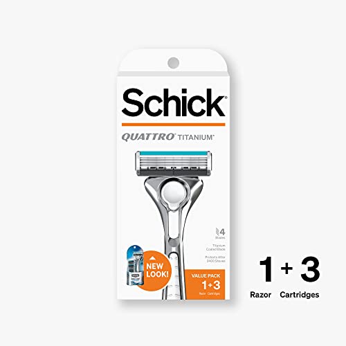 Schick Quattro Titanium Razor β Schick Quattro, Quattro Razor, Titanium Razor with 3 Refill Blades