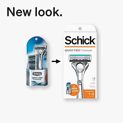 Schick Quattro Titanium Razor β Schick Quattro, Quattro Razor, Titanium Razor with 3 Refill Blades