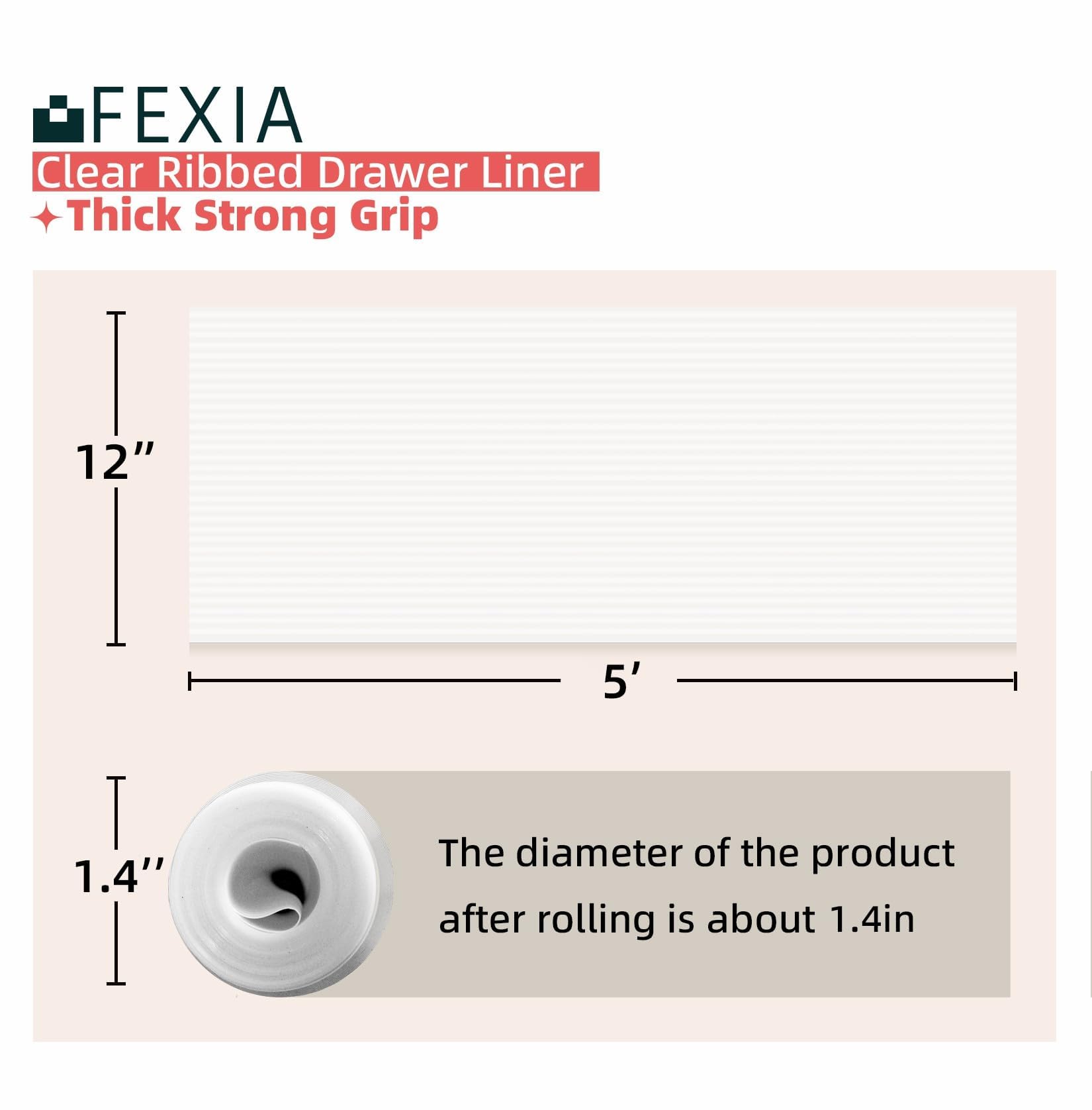 FEXIA Shelf Liner for Kitchen Cabinets, 12 Inch x 25 FT, Non Adhesive Drawer Liner, Refrigerator Liners, Washable Oil-Proof Fridge Pads Shelves Drawer, Cabinet Mat for Shelves (Clear)