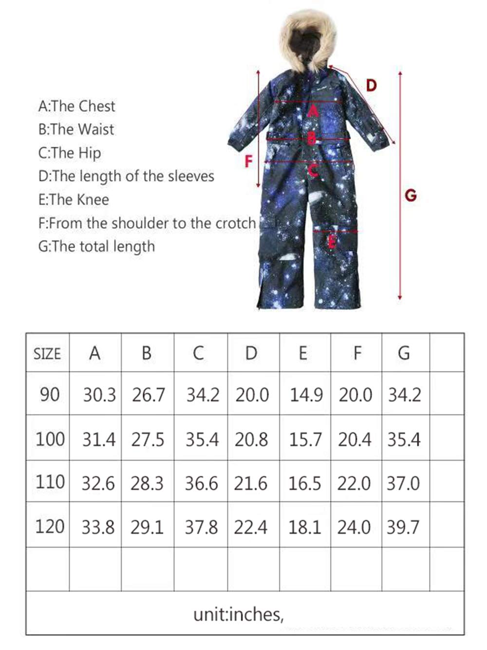 Bluemagic Little Kid's One Piece Overall Snowsuits Ski Suits Jackets Coats Jumpsuits,Wht Chk,120cm