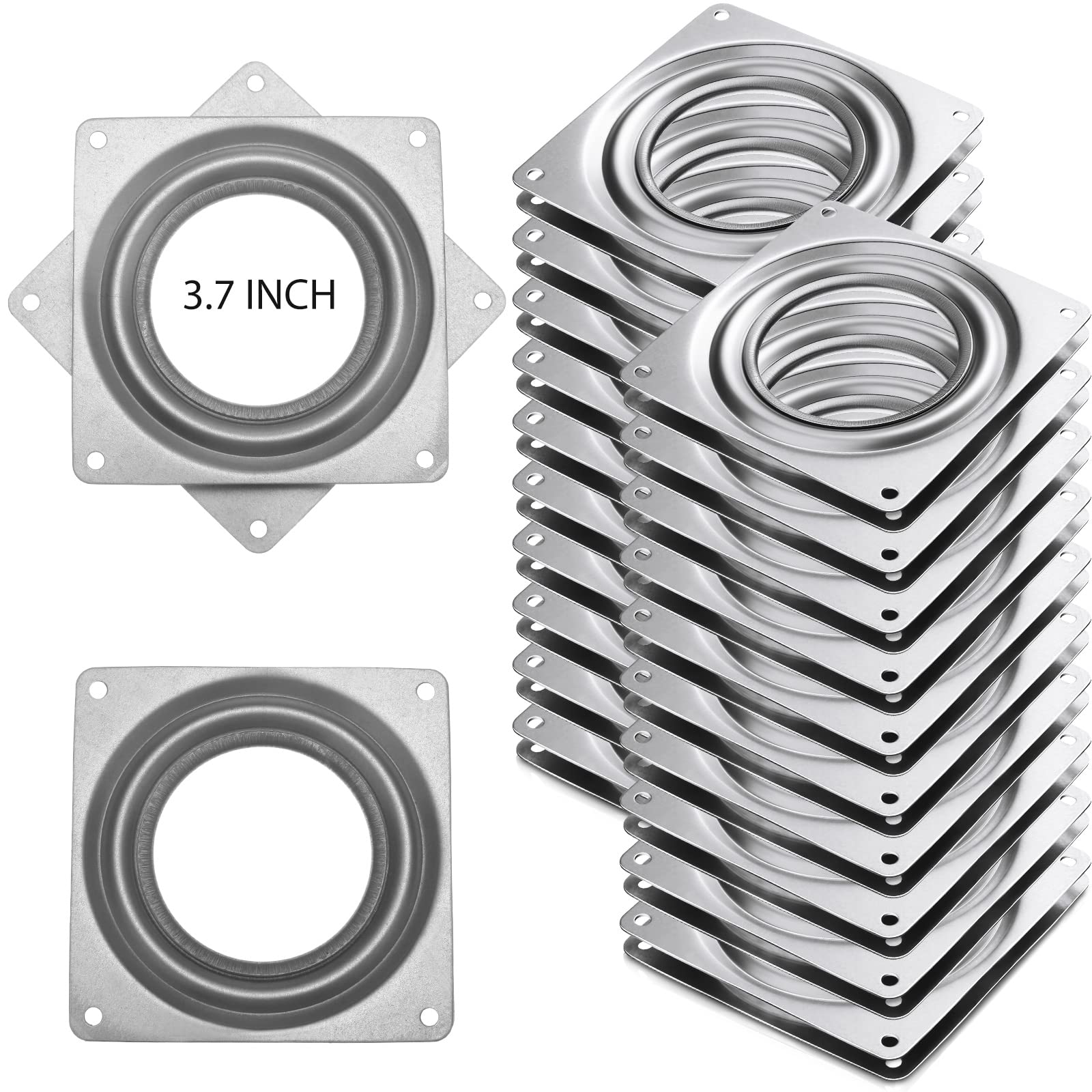 30 Pcs Lazy Susan Hardware Turntable 3.7 Inch Turntable Bearing Square Rotating Swivel Plate 110 Lbs Capacity 5/16 Thick Ball Bearing Rotating Tray for Serving Trays, Kitchen Storage Rack, Craft Table