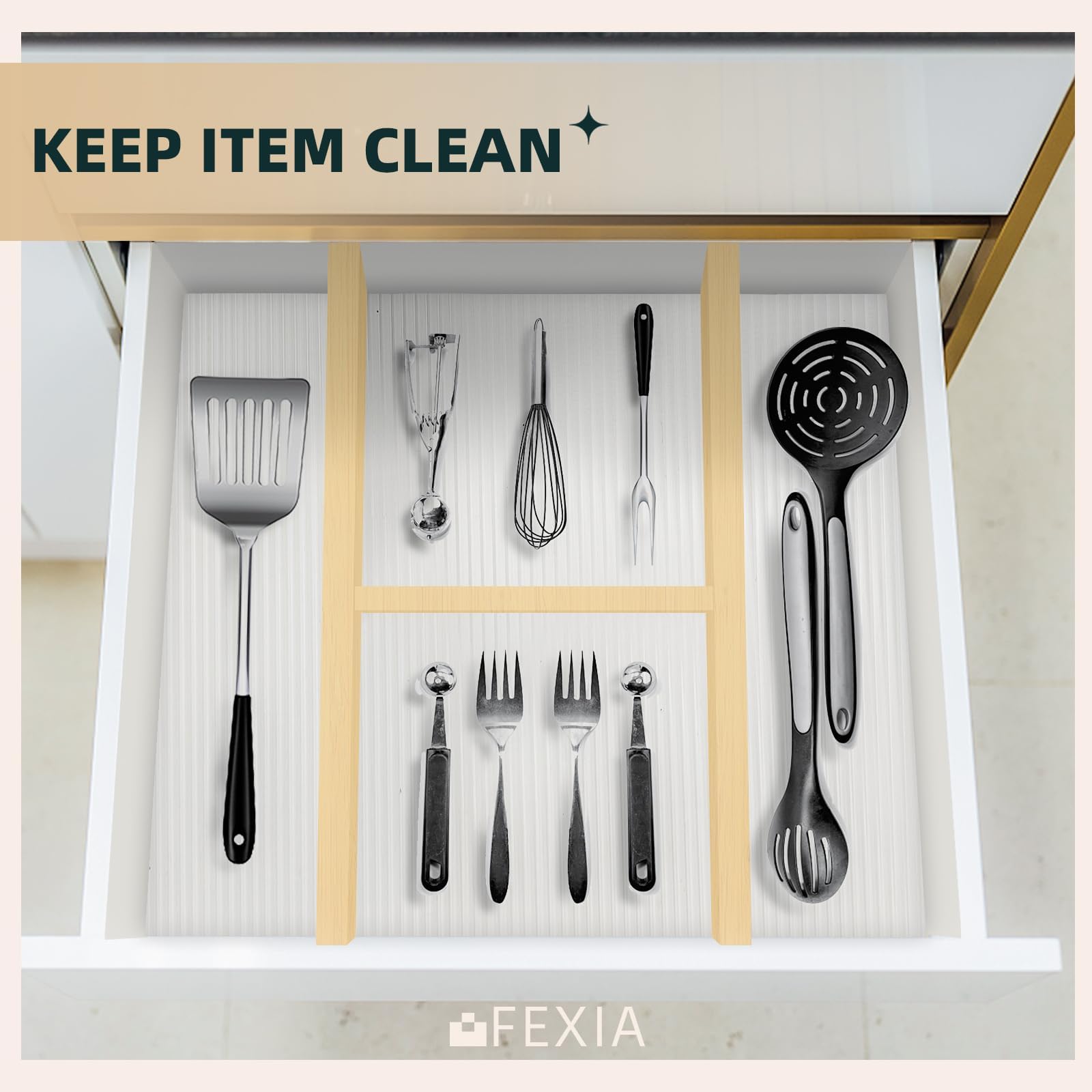 FEXIA Shelf Liner for Kitchen Cabinets, 12 Inch x 25 FT, Non Adhesive Drawer Liner, Refrigerator Liners, Washable Oil-Proof Fridge Pads Shelves Drawer, Cabinet Mat for Shelves (Clear)