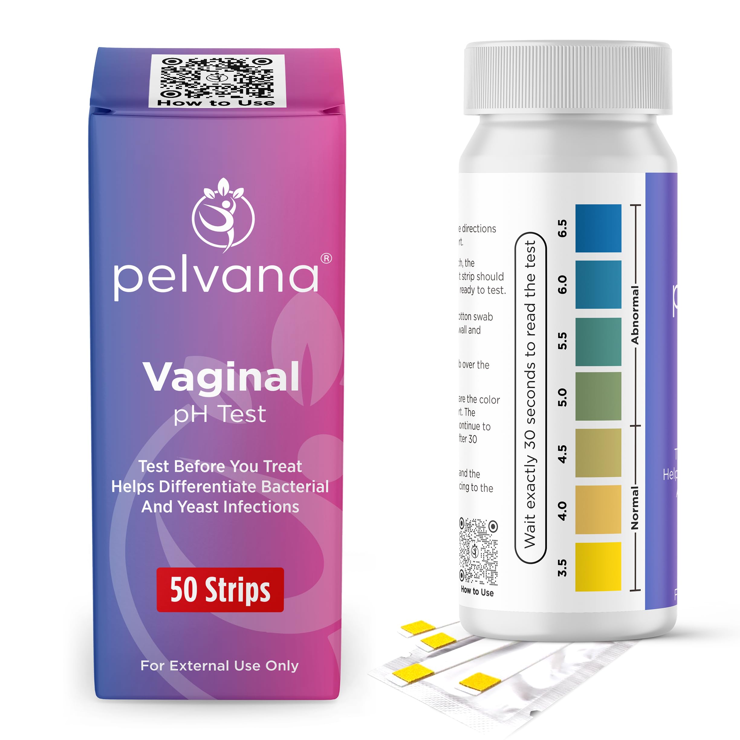 Pelvana Vaginal pH Balance Test Strips for Women 50 Strips FSA/HSA Eligible Vaginal Infection Test Kit Can Help Differentiate Bacterial Vaginosis (BV) and Yeast Infections