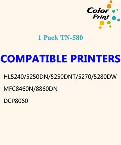ColorPrint Compatible Toner Cartridge Replacement for Brother TN580 TN-580 TN-550 Used for HL-5370DW HL-5340D DCP-8060 DCP-8065DN HL-5240 HL-5250DN MFC-8660DN MFC-8460N HL-5280 Printer (1-Pack, Black)
