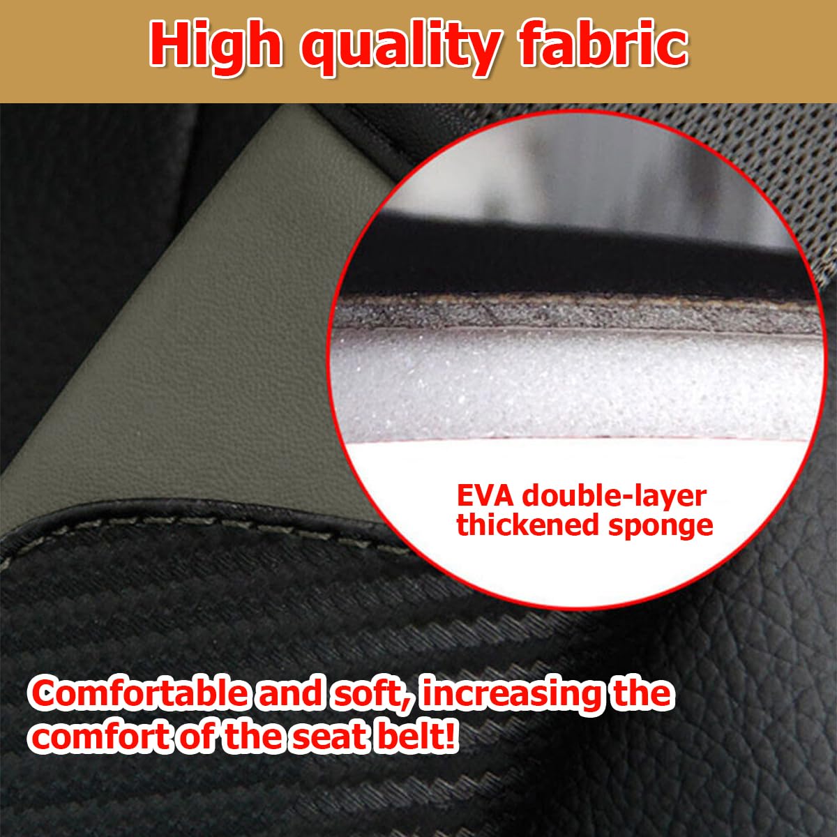 AUCELI 2PCS Car Seat Belt Cover, Carbon Fiber Safety Seatbelt Shoulder Strap Covers, Breathable Leather Soft Harness Pad Protect Your Neck and Shoulder Compatible with Cars