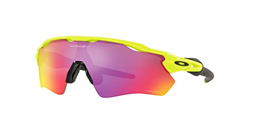 Oakley Men's OO9208 Radar Ev Path Rectangular Sunglasses, Neon Yellow/Prizm Road, 38 mm