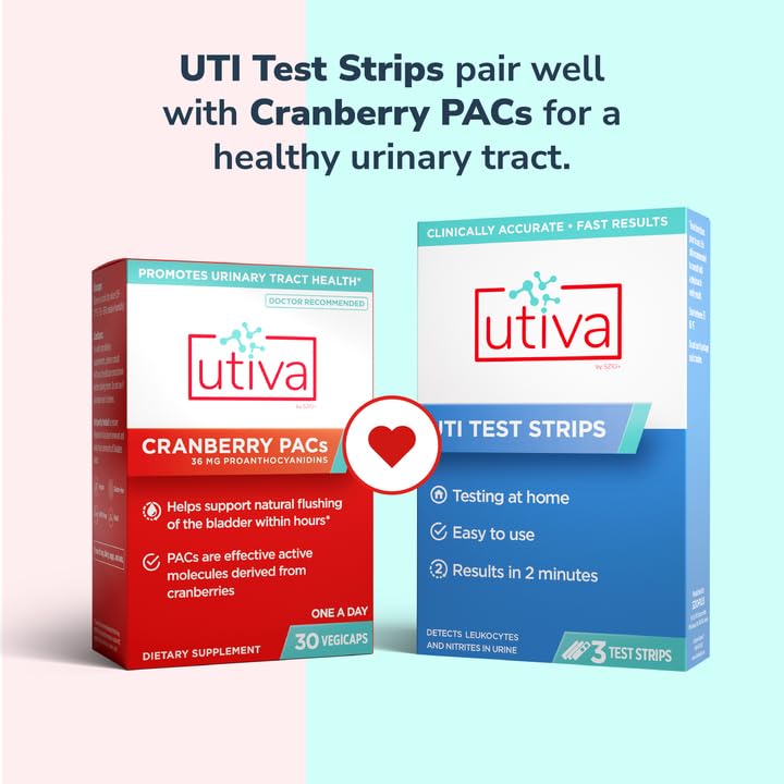 Utiva UTI Test Strips β Home Test Kit for Urinary Tract Infection β Clinically Accurate Results in 2 Minutes β Urine Test Strips for Women and Men, 3 Individual at Home UTI Tests