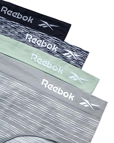 Reebok Women's Plus Size Hipster Panties - 4 Pack Performance Seamless Underwear for Women, Made to Fit Your Curves (1X-3X), Size 3X, Green/Lily/Black/Black