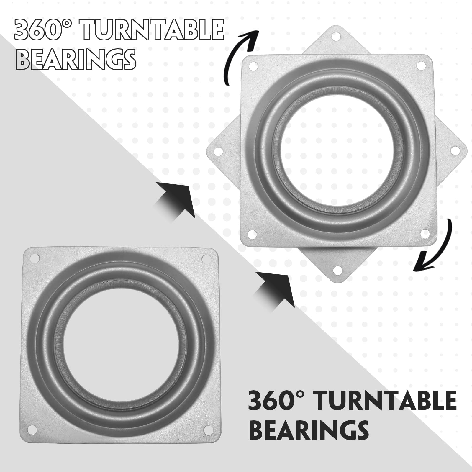 30 Pcs Lazy Susan Hardware Turntable 3.7 Inch Turntable Bearing Square Rotating Swivel Plate 110 Lbs Capacity 5/16 Thick Ball Bearing Rotating Tray for Serving Trays, Kitchen Storage Rack, Craft Table