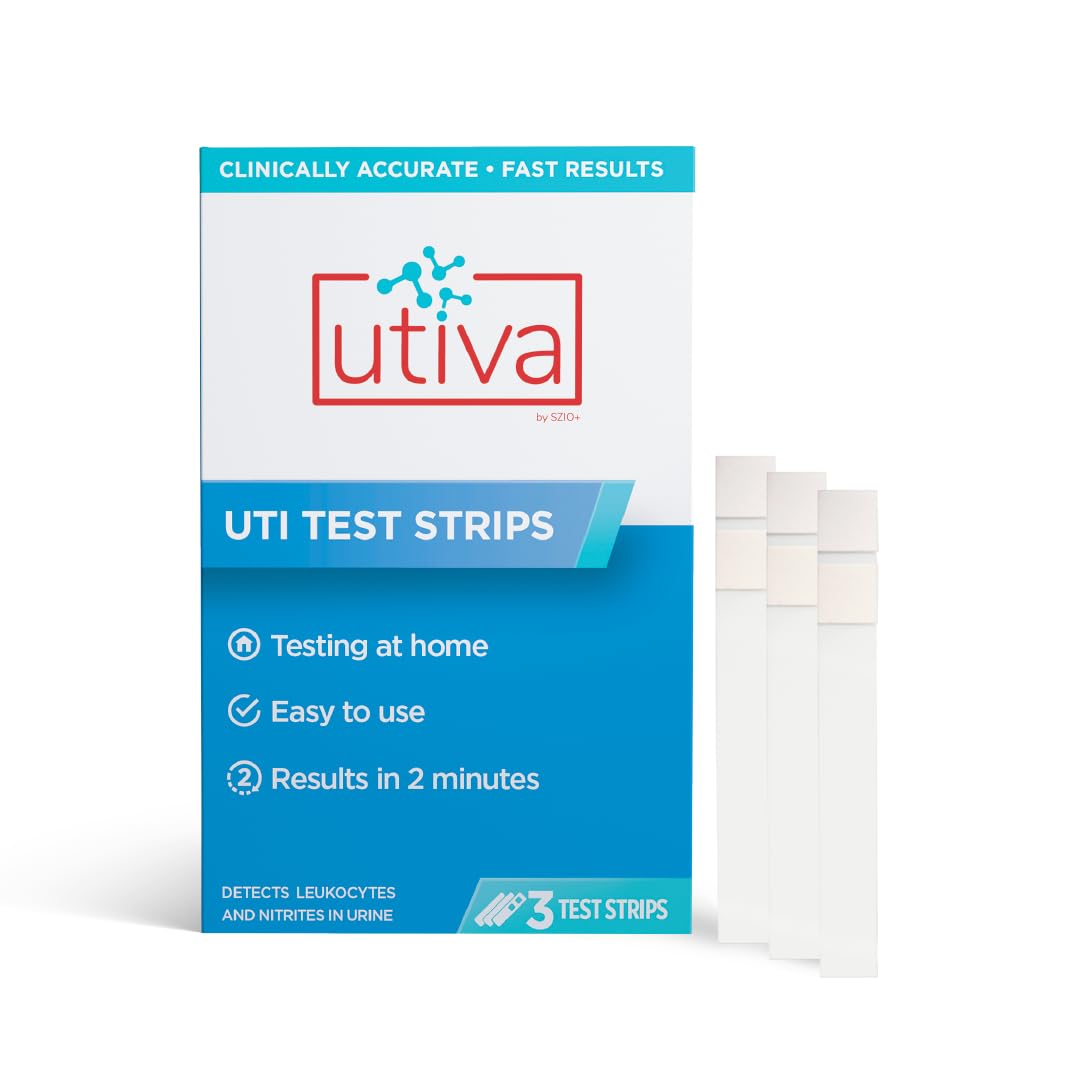 Utiva UTI Test Strips â Home Test Kit for Urinary Tract Infection â Clinically Accurate Results in 2 Minutes â Urine Test Strips for Women and Men, 3 Individual at Home UTI Tests
