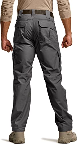 CQR Men's Tactical Pants, Water Resistant Ripstop Cargo Pants, Lightweight EDC Work Hiking Pants, Outdoor Apparel, Duratex Mag Pocket Charcoal, 32W x 30L