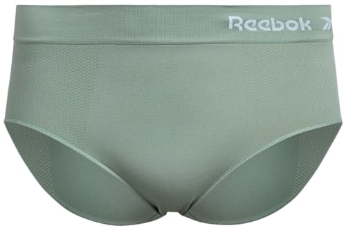 Reebok Women's Plus Size Hipster Panties - 4 Pack Performance Seamless Underwear for Women, Made to Fit Your Curves (1X-3X), Size 3X, Green/Lily/Black/Black
