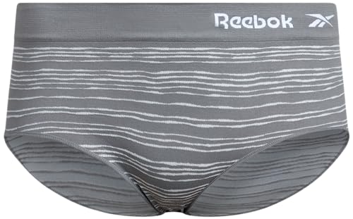Reebok Women's Plus Size Hipster Panties - 4 Pack Performance Seamless Underwear for Women, Made to Fit Your Curves (1X-3X), Size 3X, Green/Lily/Black/Black