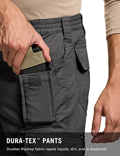 CQR Men's Tactical Pants, Water Resistant Ripstop Cargo Pants, Lightweight EDC Work Hiking Pants, Outdoor Apparel, Duratex Mag Pocket Charcoal, 32W x 30L