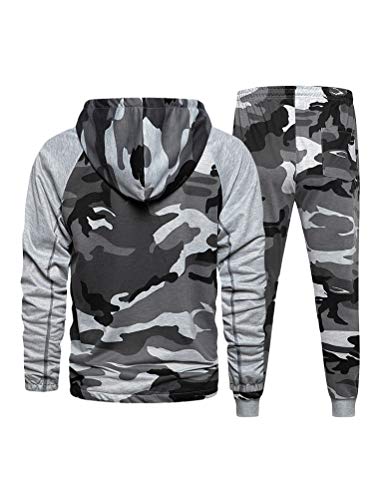 PASOK Men's Casual Tracksuit Set Long Sleeve Full-Zip Running Jogging Athletic Sweat Suits Style 2 Gray 2XL