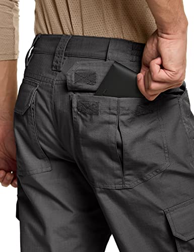 CQR Men's Tactical Pants, Water Resistant Ripstop Cargo Pants, Lightweight EDC Work Hiking Pants, Outdoor Apparel, Duratex Mag Pocket Charcoal, 32W x 30L