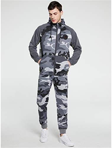 PASOK Men's Casual Tracksuit Set Long Sleeve Full-Zip Running Jogging Athletic Sweat Suits Style 2 Gray 2XL