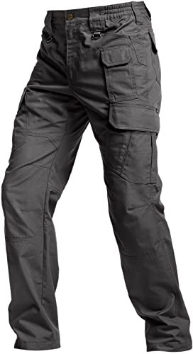 CQR Men's Tactical Pants, Water Resistant Ripstop Cargo Pants, Lightweight EDC Work Hiking Pants, Outdoor Apparel, Duratex Mag Pocket Charcoal, 32W x 30L