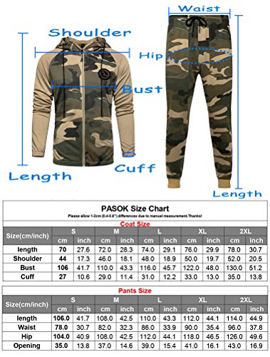 PASOK Men's Casual Tracksuit Set Long Sleeve Full-Zip Running Jogging Athletic Sweat Suits Style 2 Gray 2XL