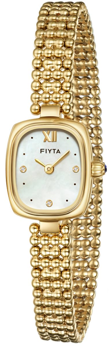 FIYTA Small Gold Watch Series Women's Watch, Rectangular Case, Adjustable Stainless Steel Bracelet, Wrapped by Stylish Gift Box, Elegant Present Watch for Women