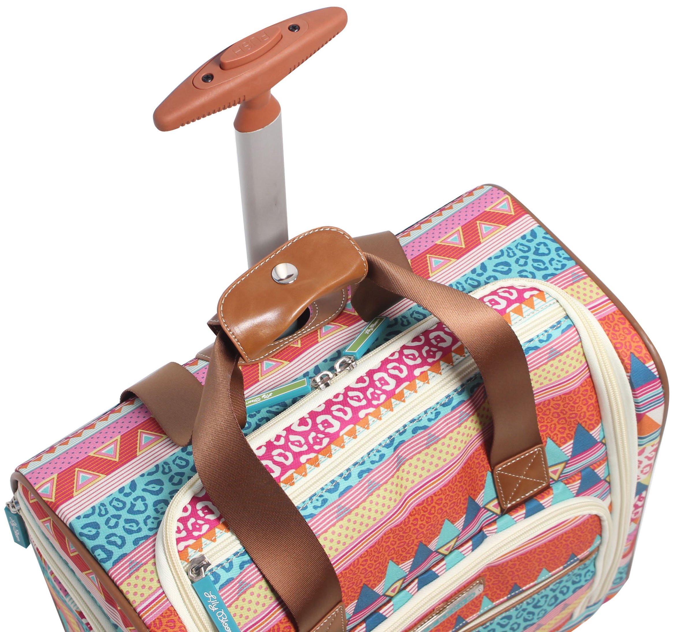 Lily Bloom Designer 15 Inch Carry On - Weekender Overnight Business Travel Luggage - Lightweight 2- Rolling Wheels Suitcase - Under Seat Rolling Bag for Women (On the Prowl)