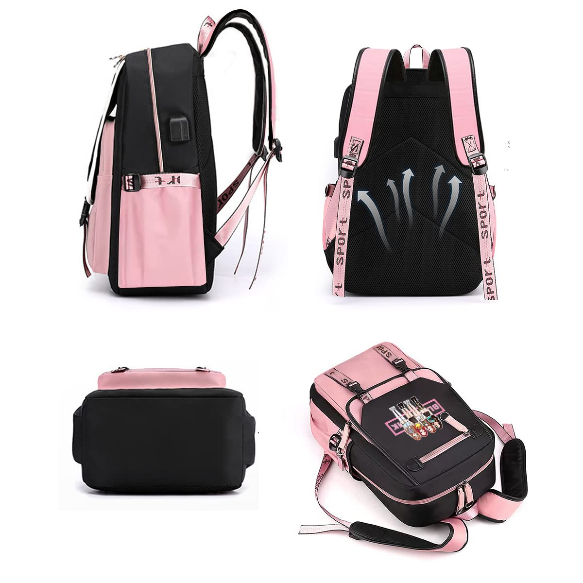 BEBBEE Unisex Bangtan boys Laptop Backpack Middle School Students Bookbag Outdoor Daypack for Girls Boys School (L)