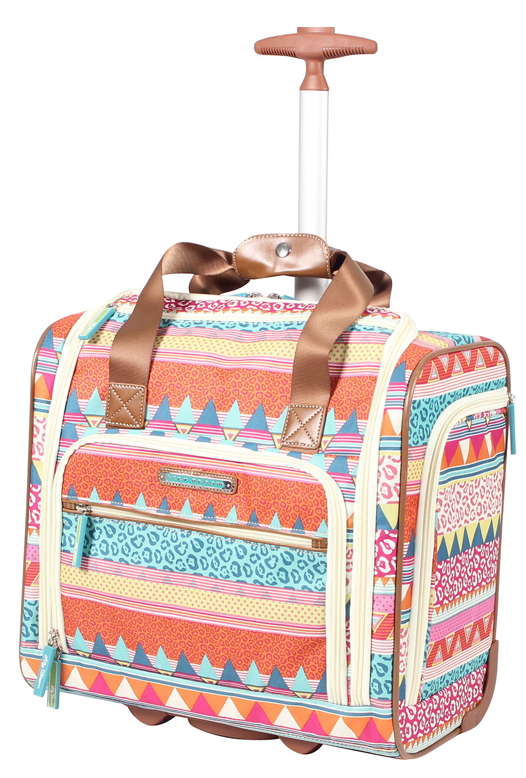 Lily Bloom Designer 15 Inch Carry On - Weekender Overnight Business Travel Luggage - Lightweight 2- Rolling Wheels Suitcase - Under Seat Rolling Bag for Women (On the Prowl)