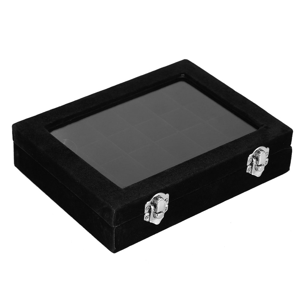 24 Grids Blank Nail Art Decorations Jewelry Rings Rhinestone Gemstone Beads Storage Box(Black)