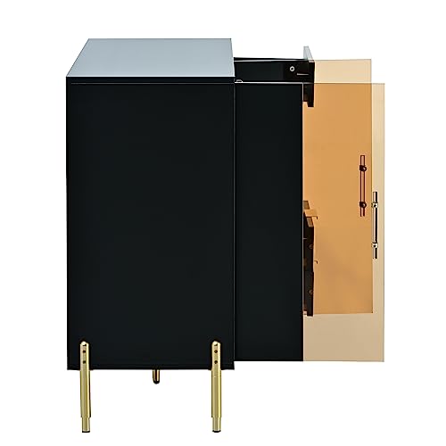 Knocbel Contemporary 53.5" Buffet Sideboard Storage Cabinet with 3 Drawers, Acrylic Doors and Adjustable Glass Shelves, Living Room Entry Hallway Foyer Table Coffee Bar Cabinet