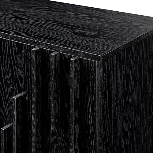 Walker Edison Contemporary Detailed 3-Door Dining Storage Sideboard, 55 Inch, Black