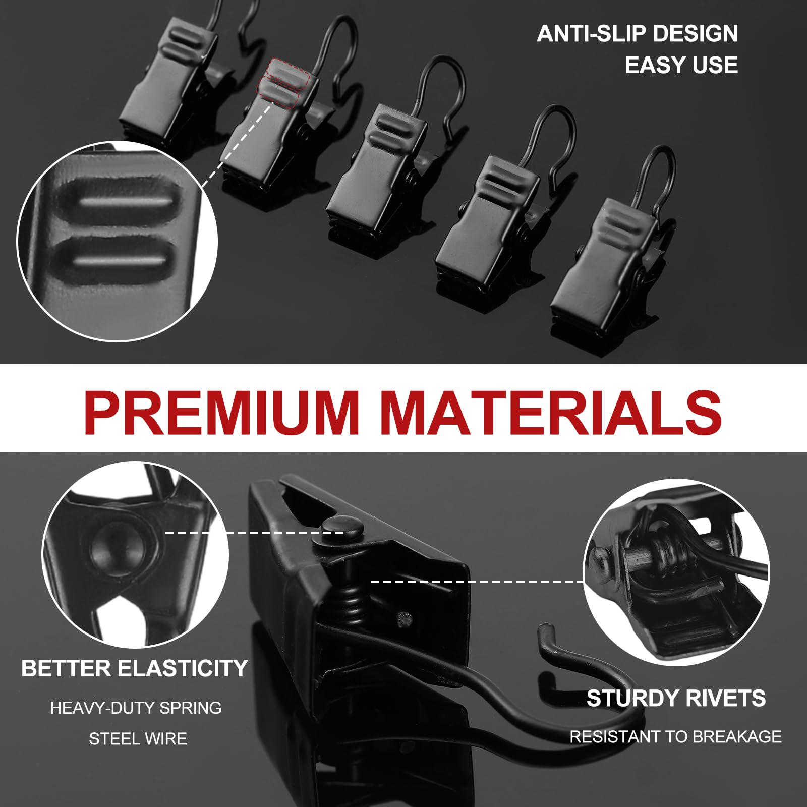 Gisafai Christmas Asphalt Shingles Roof Light Clips Mini Light Clips for Gutters Hooks for Hanging Christmas Outdoor Decoration, Electroplated Iron(Black,50 Pcs)