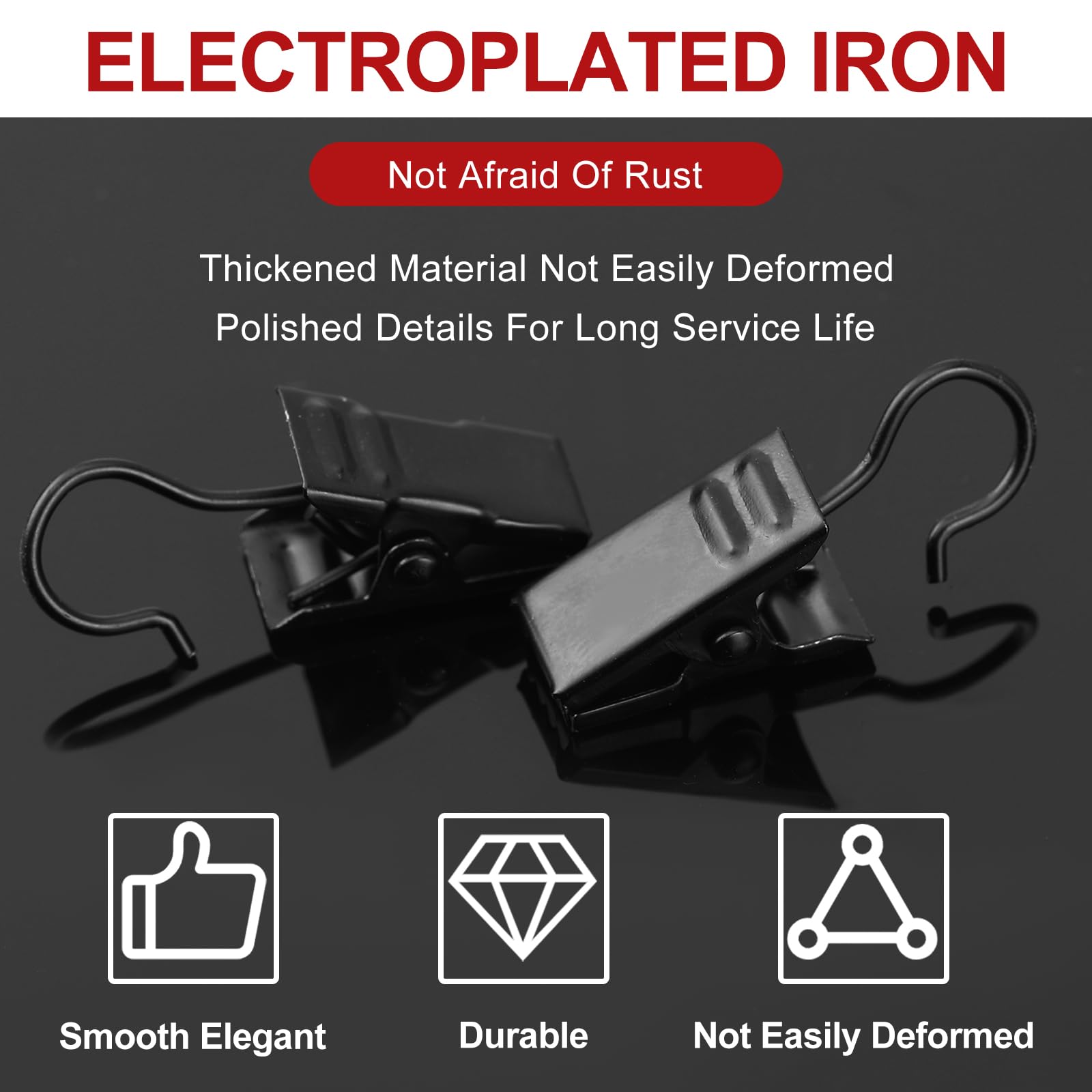 Gisafai Christmas Asphalt Shingles Roof Light Clips Mini Light Clips for Gutters Hooks for Hanging Christmas Outdoor Decoration, Electroplated Iron(Black,50 Pcs)