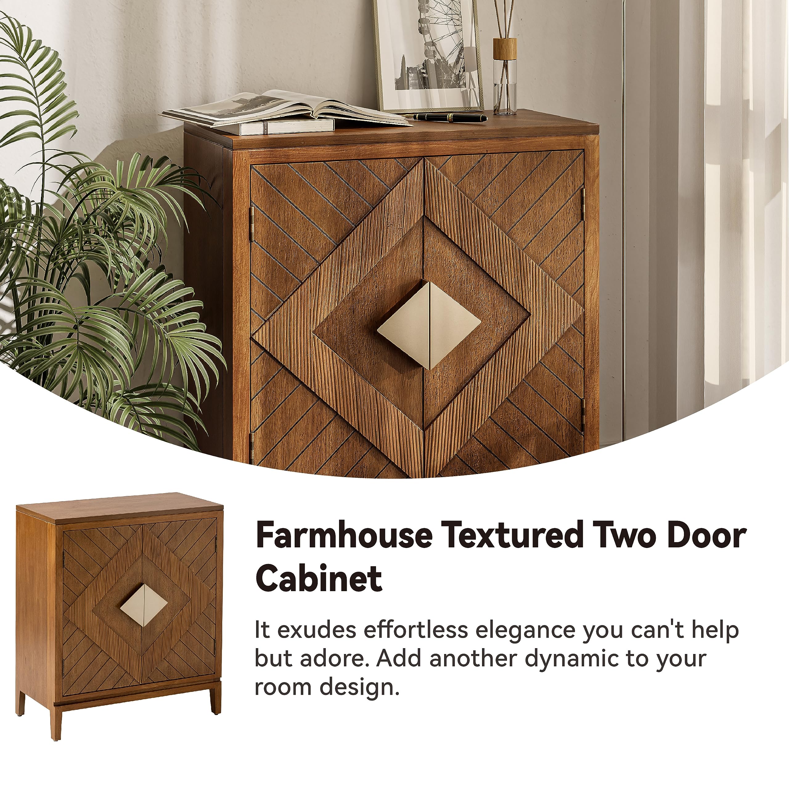COZAYH Farmhouse Storage Cabinet Accent Sideboard Wood Buffet Cabinet with 2-Door for Living Room, Hallway, Bedroom, Dining Room