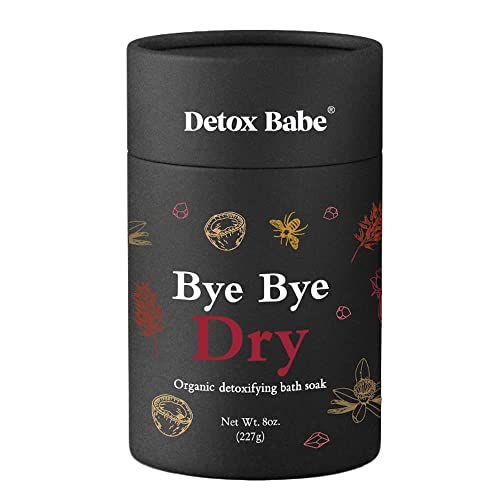 Detox Babe Bye Bye Dry Organic Detox Bath Salt Soak (8 oz) | Epsom Salt, Coconut Milk Powder, Raw Organic Honey, Colloidal Oat, Vanilla, Rose Bath Soak | Herbal Essential Oils Soak | Spa Bath Gift