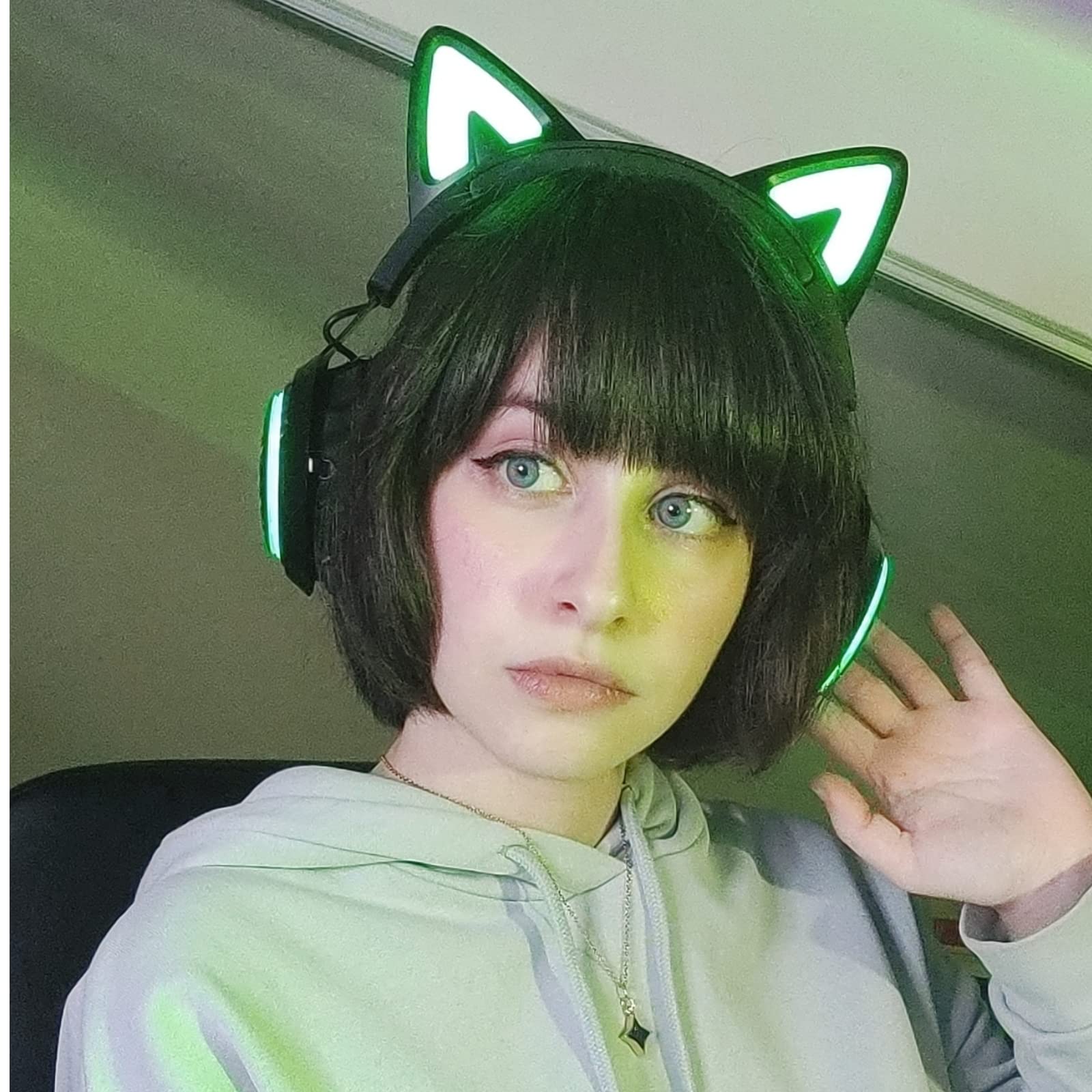 SOMIC Cat Ear Headphones, 2.4G/Bluetooth Wireless Gaming Headset for PS5, PS4, PC with RGB Lights and Retractable Mic, 10Hrs Playtime, 7.1 Surround Sound for Laptop, Smartphone-GS510 Pro - Black