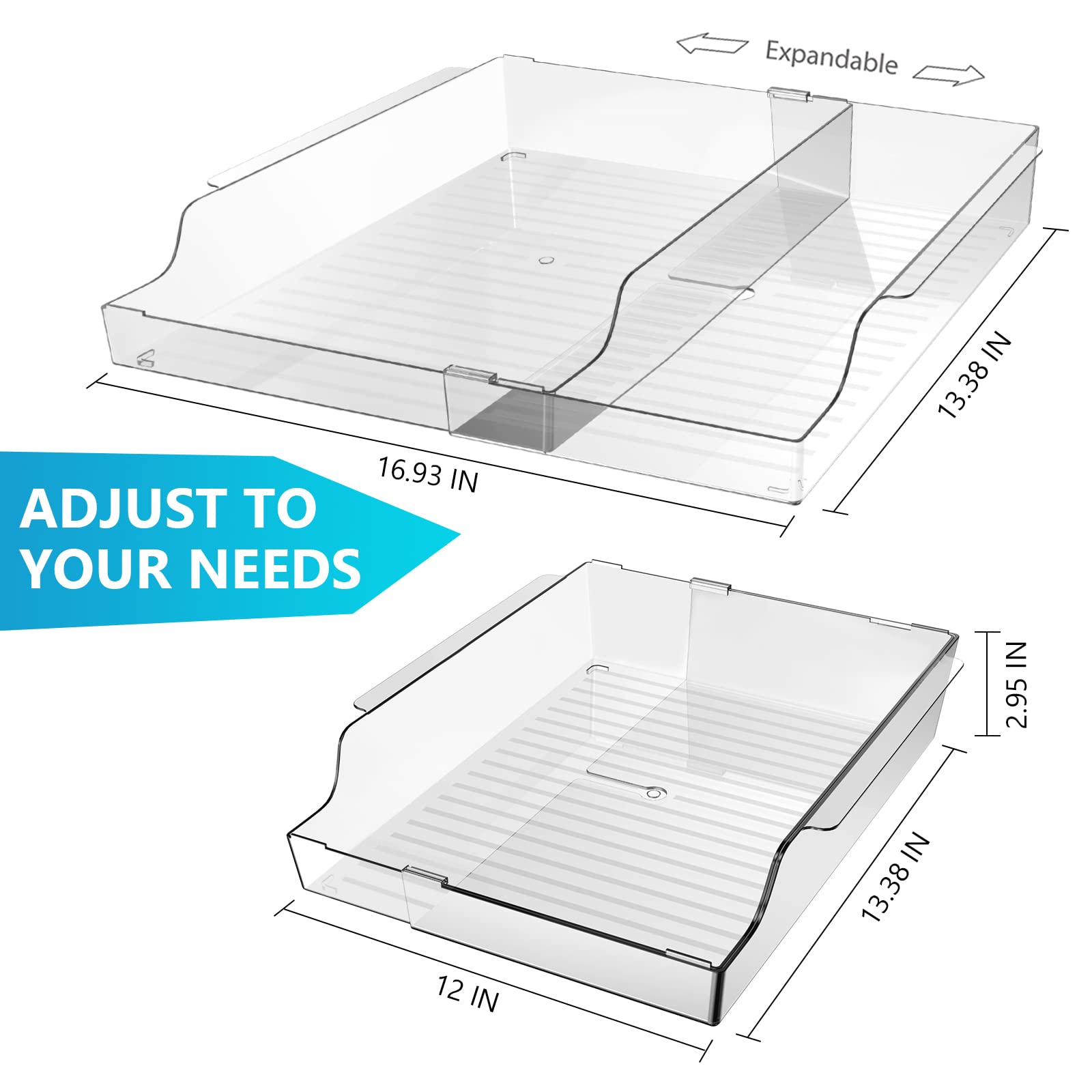 OTVAFAVA Refrigerator Soda Can Organizer, Expandable Drink Beverage Holder Dispenser Bin for Fridge, Freezer, Cabinets, Countertop, Pantry - Holds Up To 27 Cans Clear Plastic