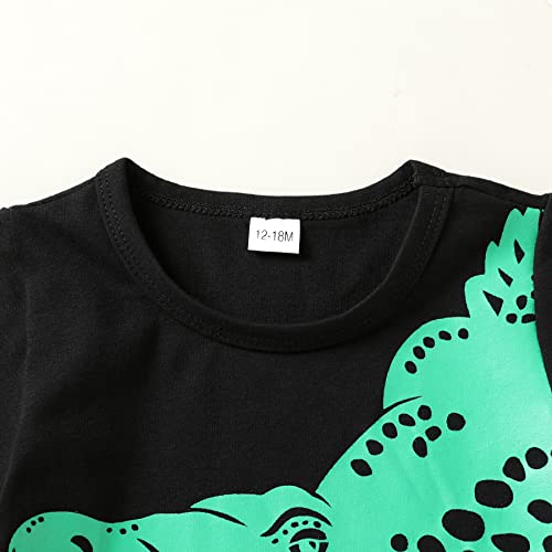 SEVEN YOUNG Toddler Baby Boy Summer Clothes Crocodile Printed Short Sleeve T-shirt Top + Short Pants 2pcs Boys Outfit Set (Crocodile, 2-3 Years)