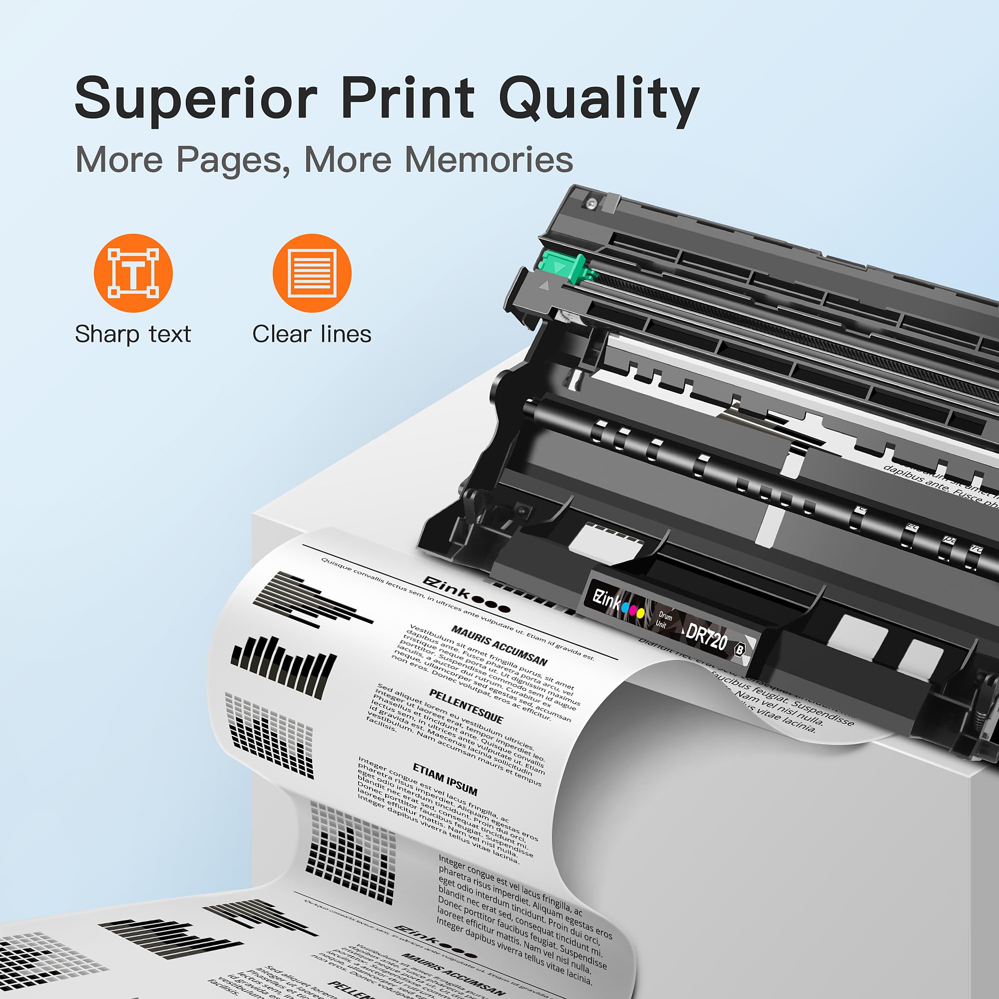 E-Z Ink (TM Compatible Drum Unit Replacement for Brother DR720 DR 720 to use with DCP-8155DN DCP-8150DN MFC-8950DW MFC-8710DW MFC-8910DW HL-6180DW HL-5450DN HL-5470DW MFC-8810DW HL-5440D (1 Drum)