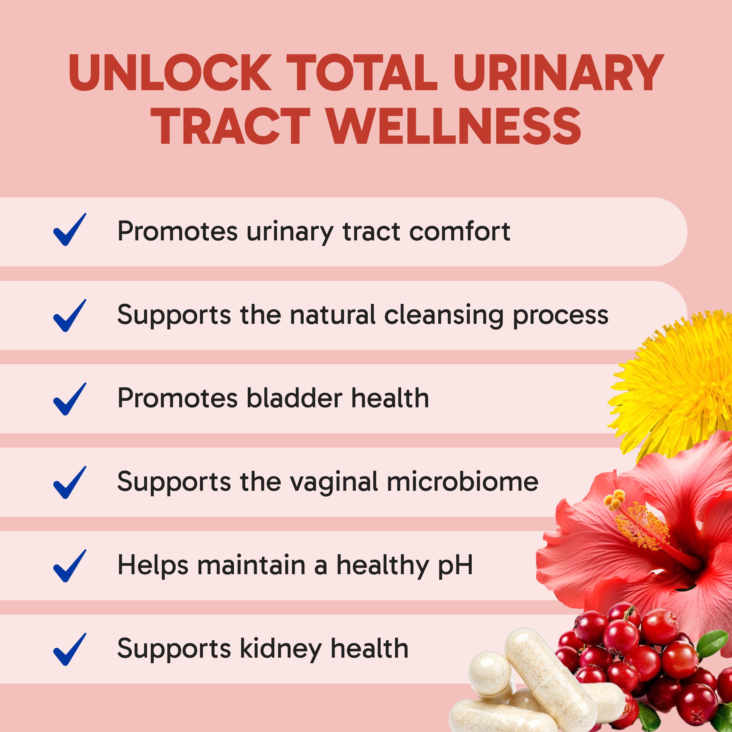 Clinical Effects UT Support - Natural Cleanse and Urinary Tract Health Support - D-Mannose, Dandelion, Hibiscus and Cranberry Pills for Women - 60 D Mannose Capsules - Made in The USA