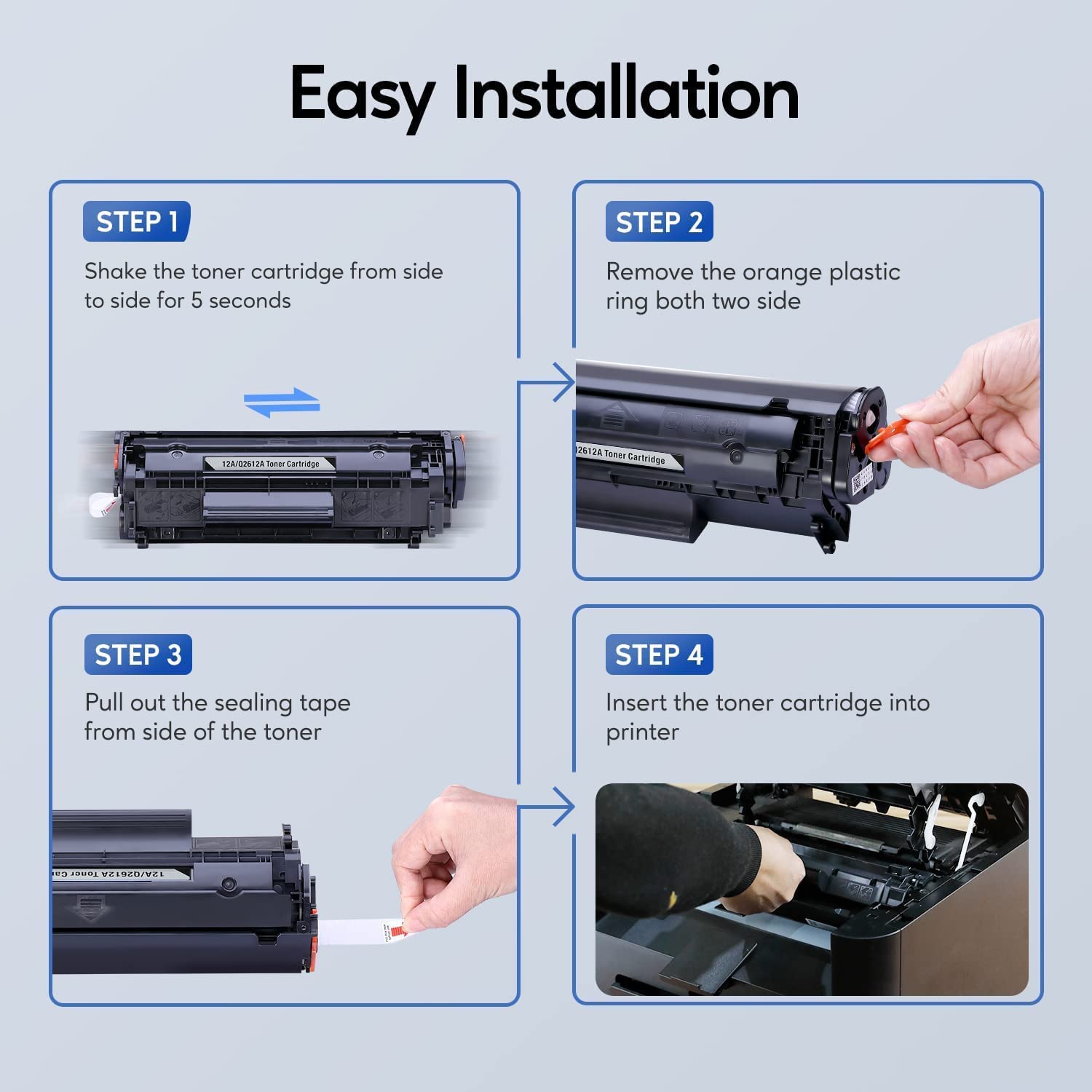 12A Toner Cartridge Replacement for HP 12A Q2612A Compatible with HP Laserjet 1020 1022 1012 1010 1015 1018 1022n 1022NW 3015 3030 3020 3050 3052 3055 M1005 M1319 M1319F Printer(2-Pack,Black)