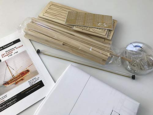 Model Shipways MS1460 18th Century Armed Longboat 1:24 Scale - Laser Cut Wood, Metal & Photo-Etched Brass Kit