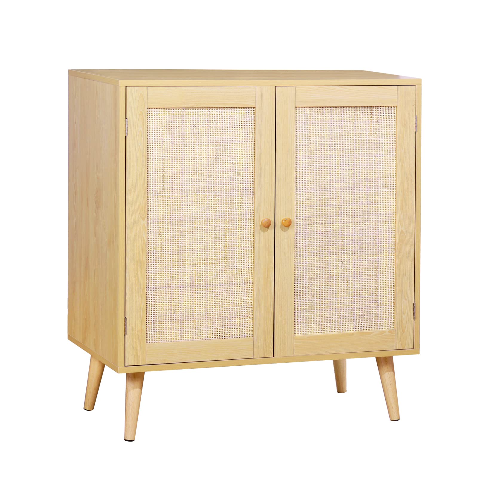 EOYUTLLY Sideboard Buffet Cabinet, Kitchen Buffet Storage Cabinet with Rattan Doors, Accent Cabinet with Adjustable Shelves for Hallway,Kitchen,Living Room, 31.5 x 15.7 x 35 Natural, Assemble Easily