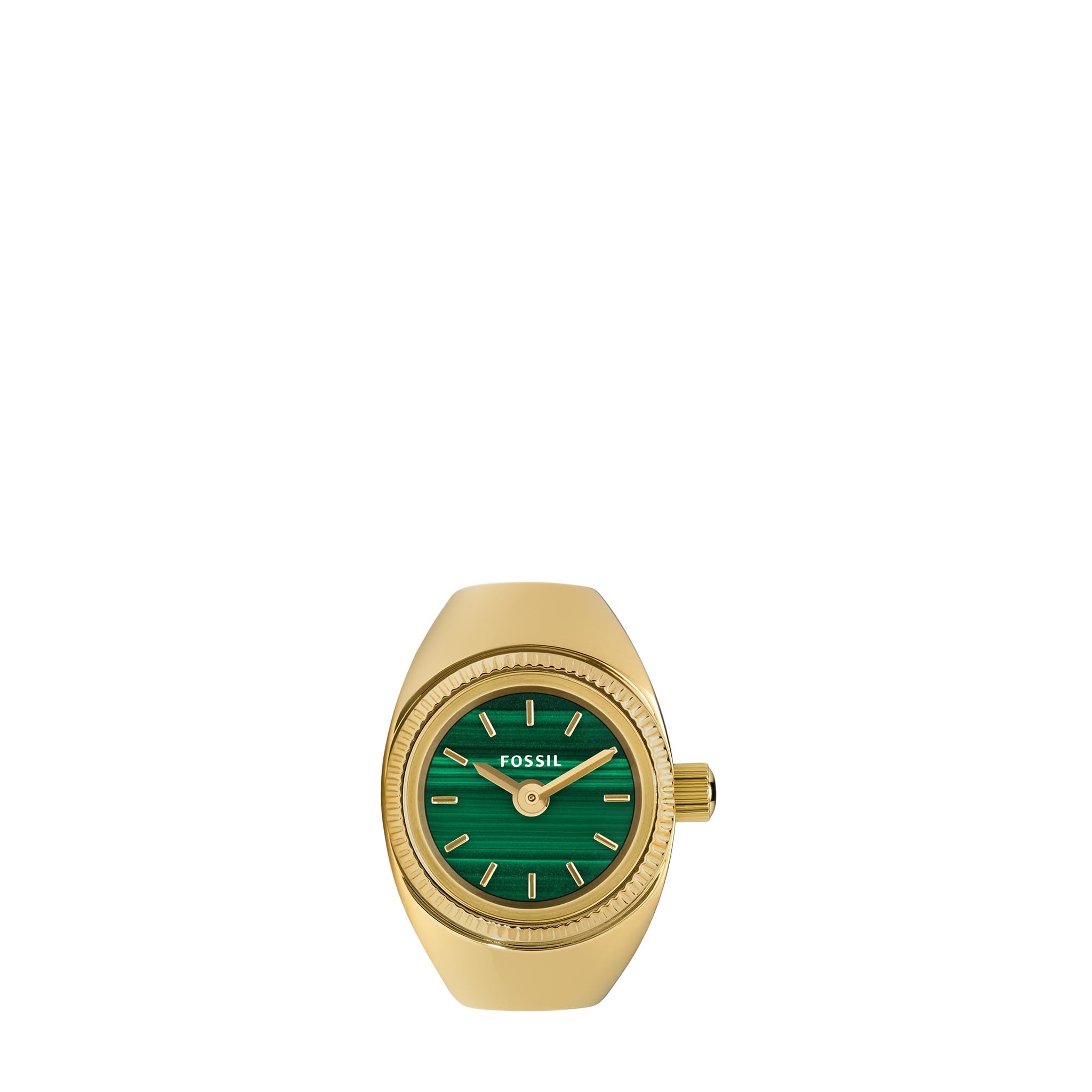 Fossil Women's Quartz Stainless Steel Two-Hand Watch Ring, Color: Gold/Green (Model: ES5308)