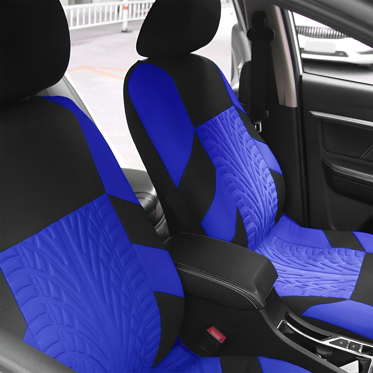 Car Seat Covers for Front Seats, Breathable Waterproof Polyester Vehicle Seat Protectors, Anti-Slip Split Auto Cushion Cover, Driver Interior Accessories for Most Cars, Trucks, SUV, Van (Blue)